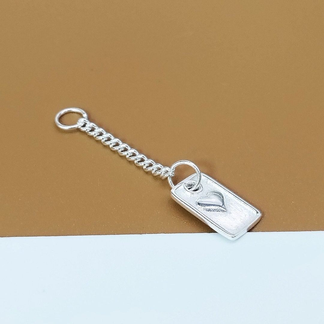 4 Sterling Silver Heart Extension Chains, 925 Silver Heart Chain ...