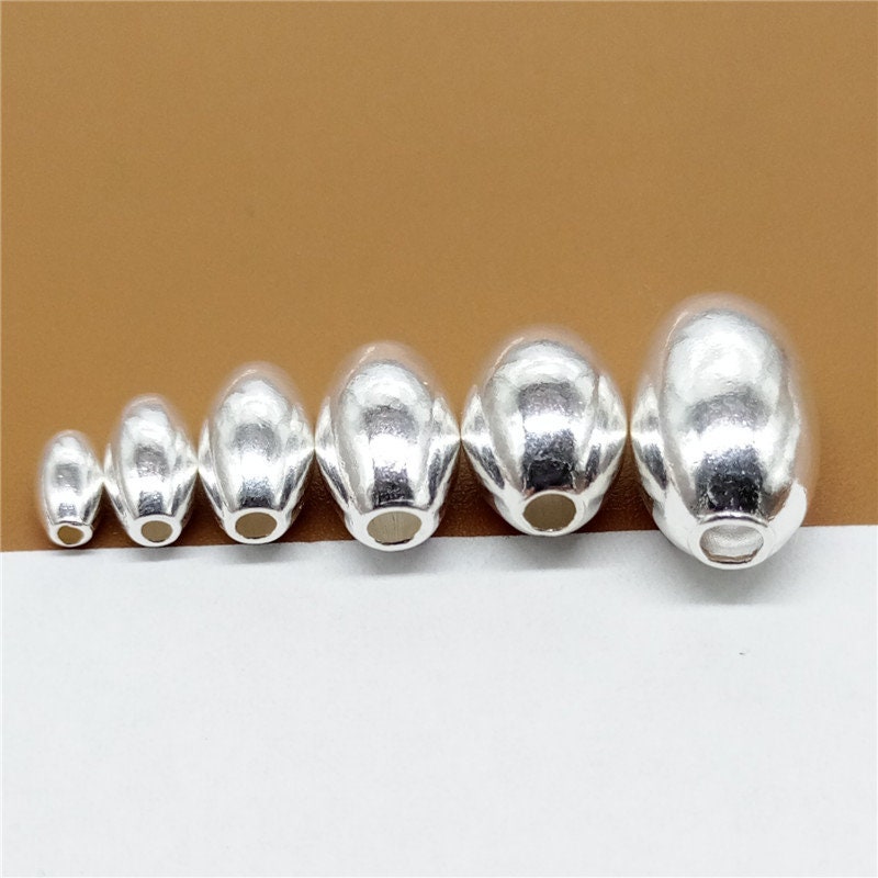 Sterling Silver Oval Beads Rice Beads Bracelet Bead - Etsy