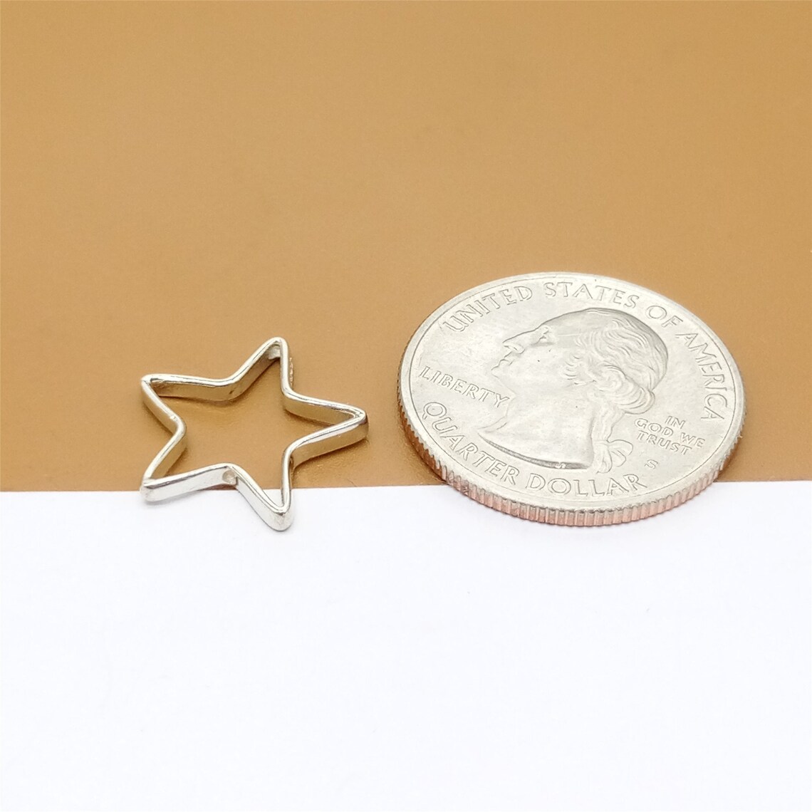 4 Sterling Silver Bead Frames, 925 Silver Star Bead Frames, Shiny Star ...