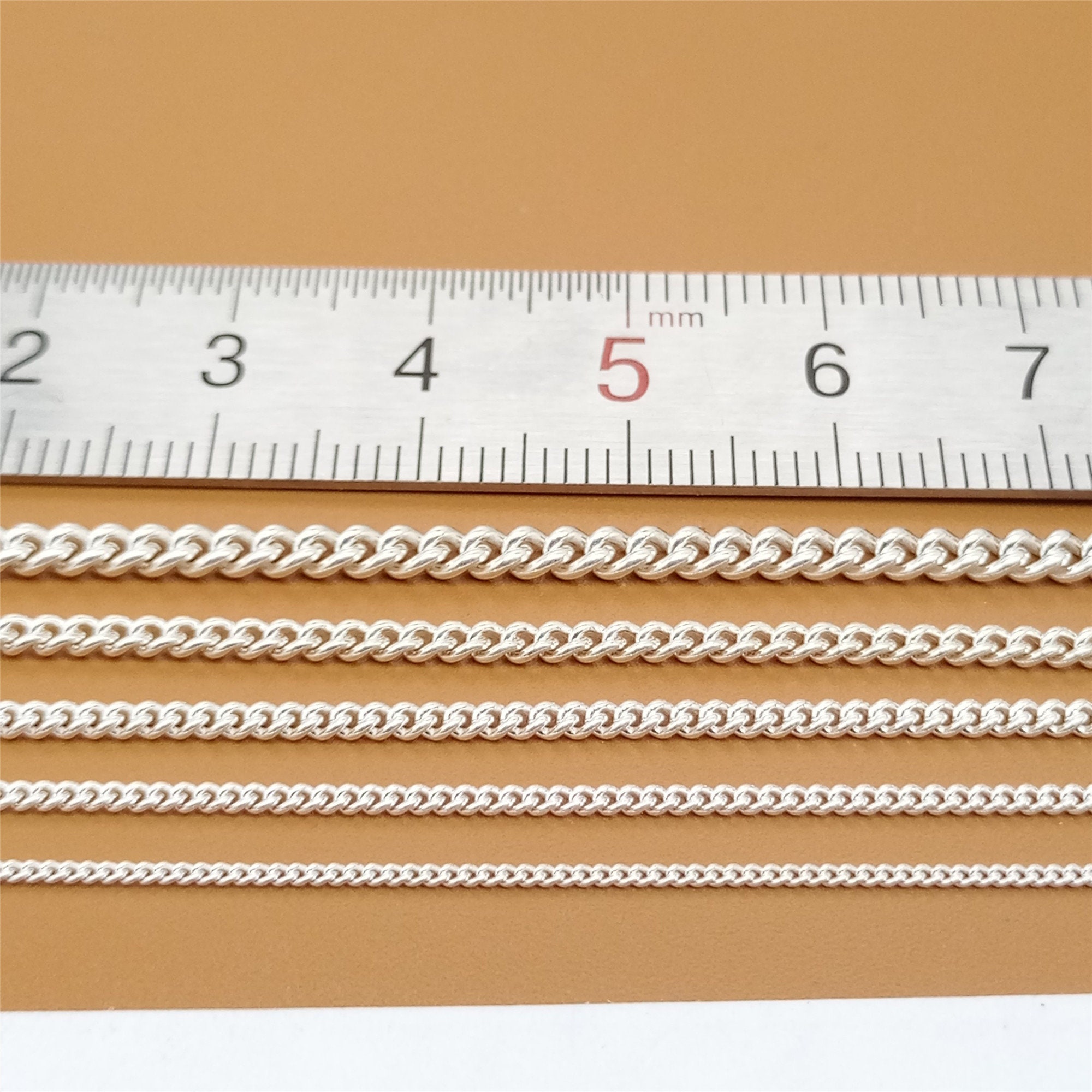 Sterling Silver Round Curb Chain, Bulk Curb Chain, Unfinished Curb ...