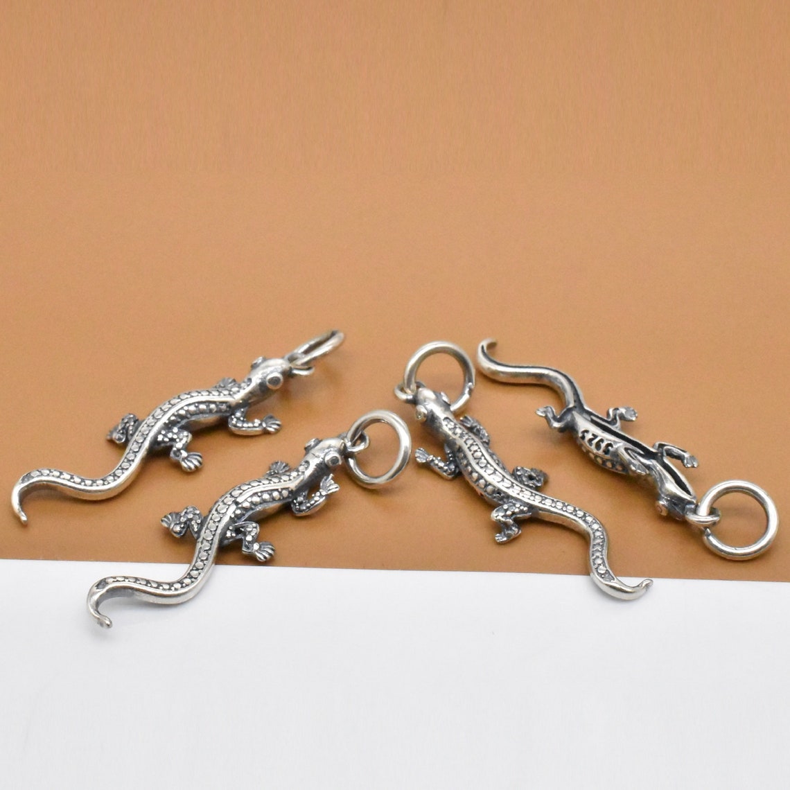 2 Sterling Silver Gecko Charms 3D, 925 Silver Gecko Charms, Gecko Charm ...