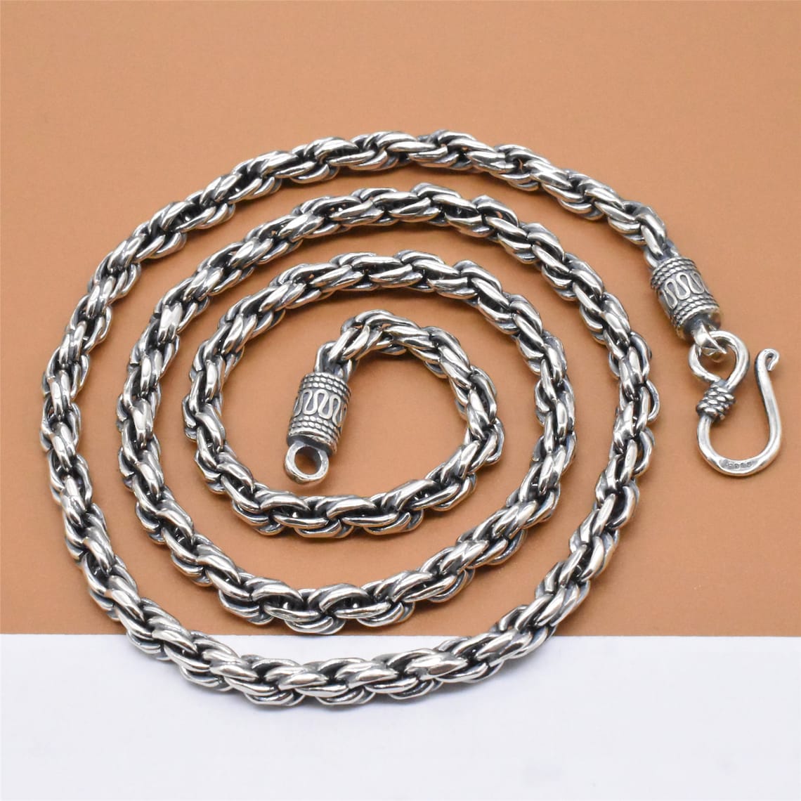 Sterling Silver Twist Rope Chain 925 Silver Chunky Twist Rope - Etsy