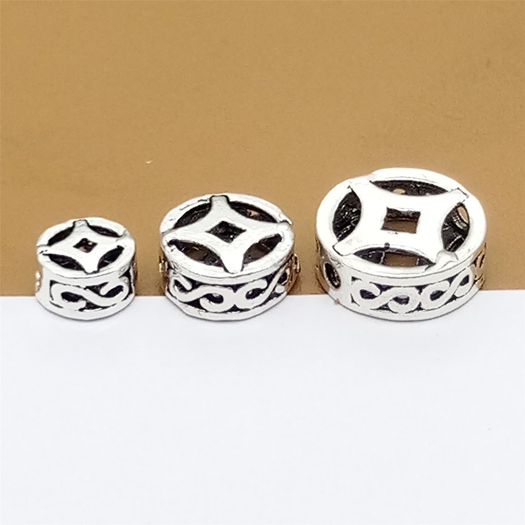 Sterling Silver Coin Bead, 925 Sterling Silver Greek Bead, Sterling ...