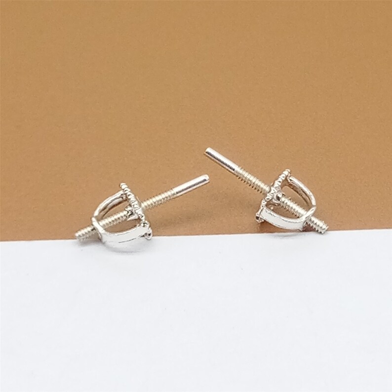 5 Pairs Sterling Silver Threaded Post Earnut 925 Silver Screw - Etsy