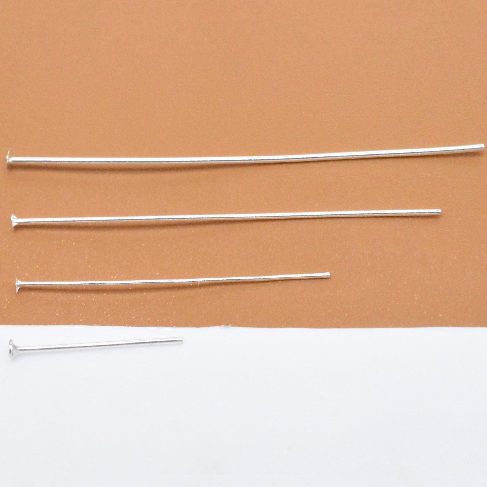 50 Sterling Silver Headpins, 925 Silver Flat Head Pins, Silver Needles ...
