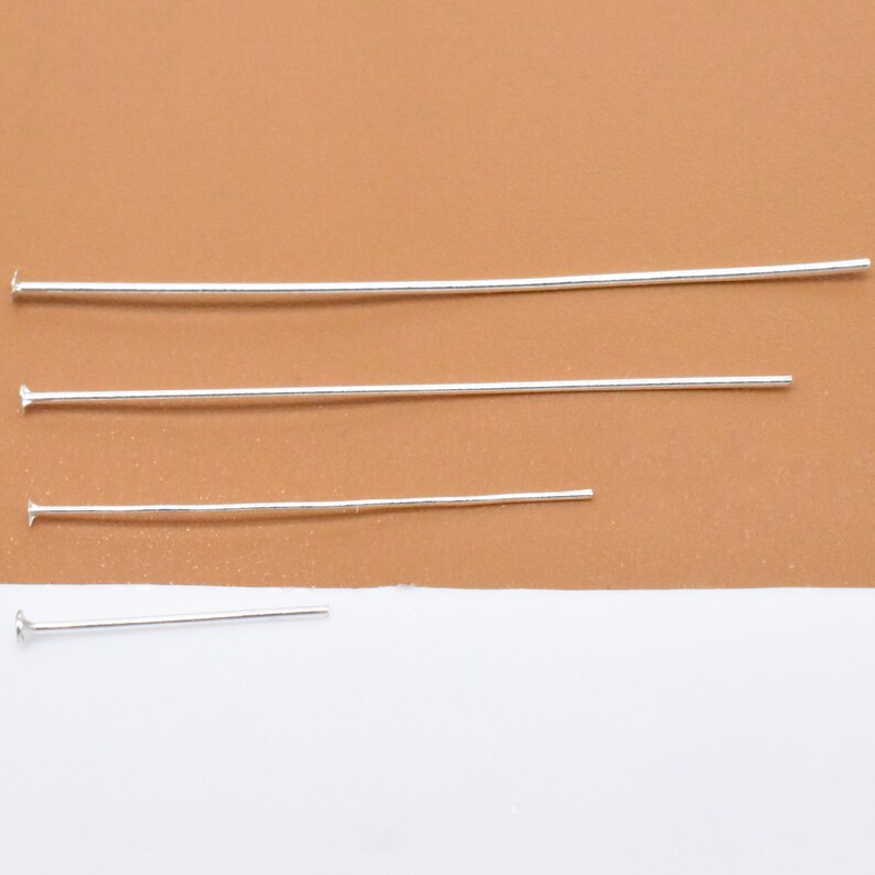 50 Sterling Silver Headpins, 925 Silver Flat Head Pins, Silver Needles ...