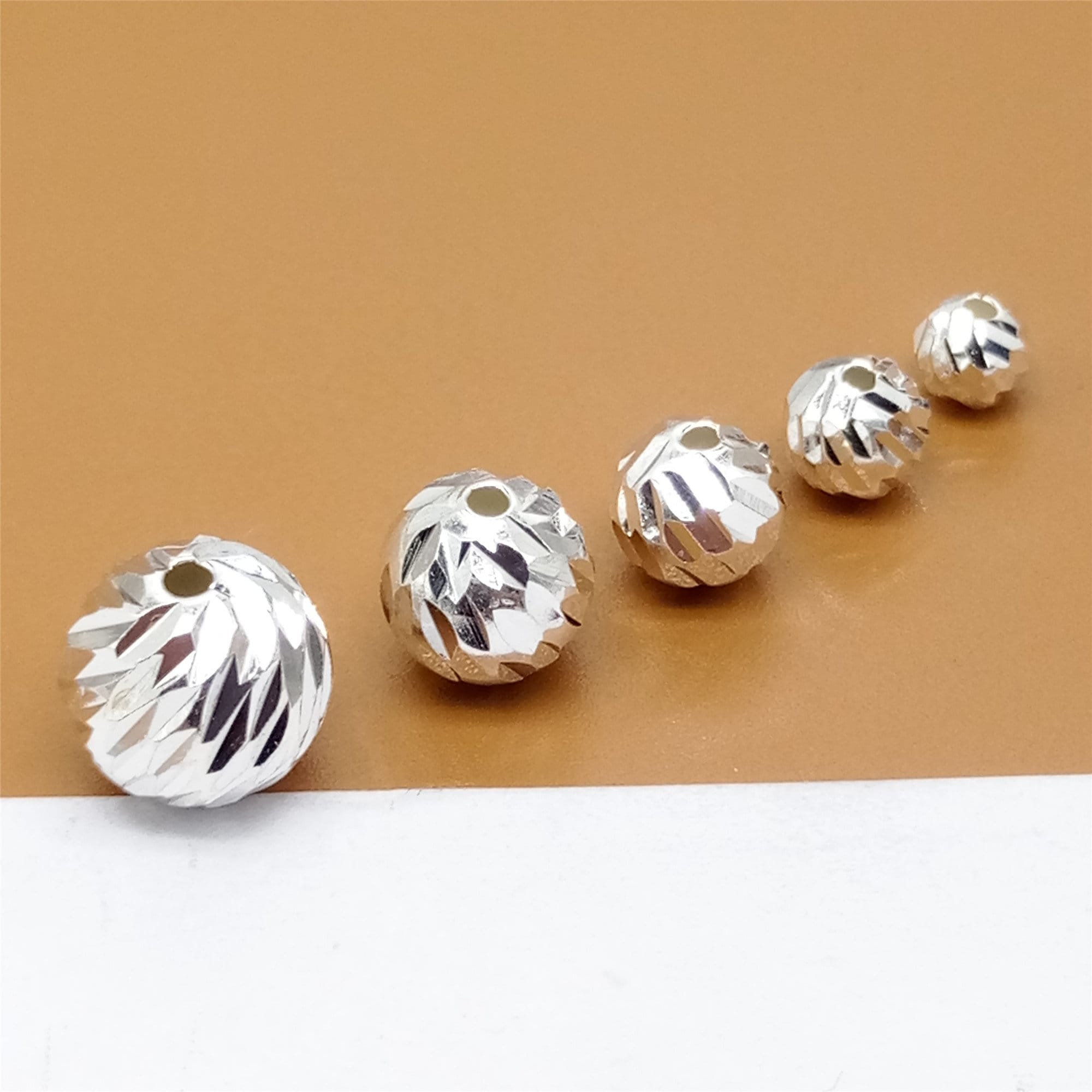 Sterling Silver Diamond Cut Beads Moon Cut Beads Corrugated - Etsy
