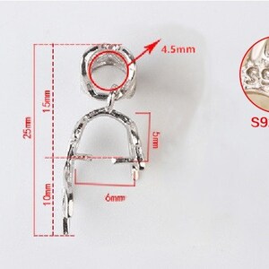 Sterling Silver Flower Pinch Bail W/ Rhodium Plated, 925 Silver Pendant ...