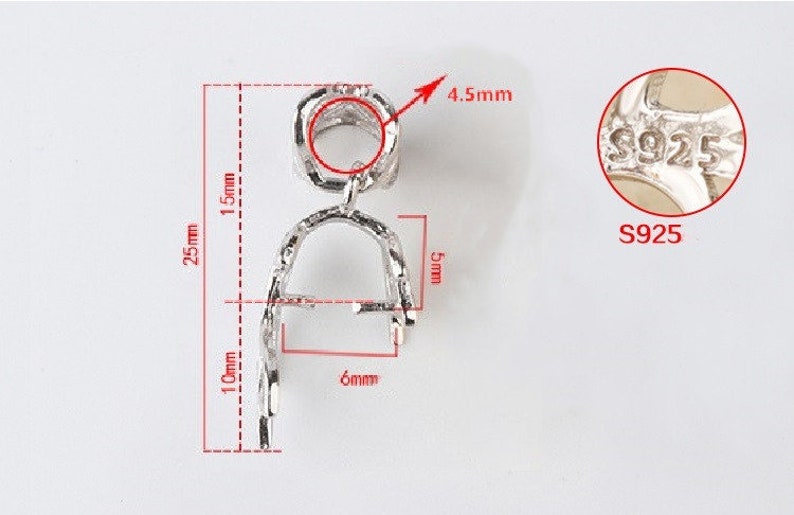 Sterling Silver Flower Pinch Bail W/ Rhodium Plated, 925 Silver Pendant ...