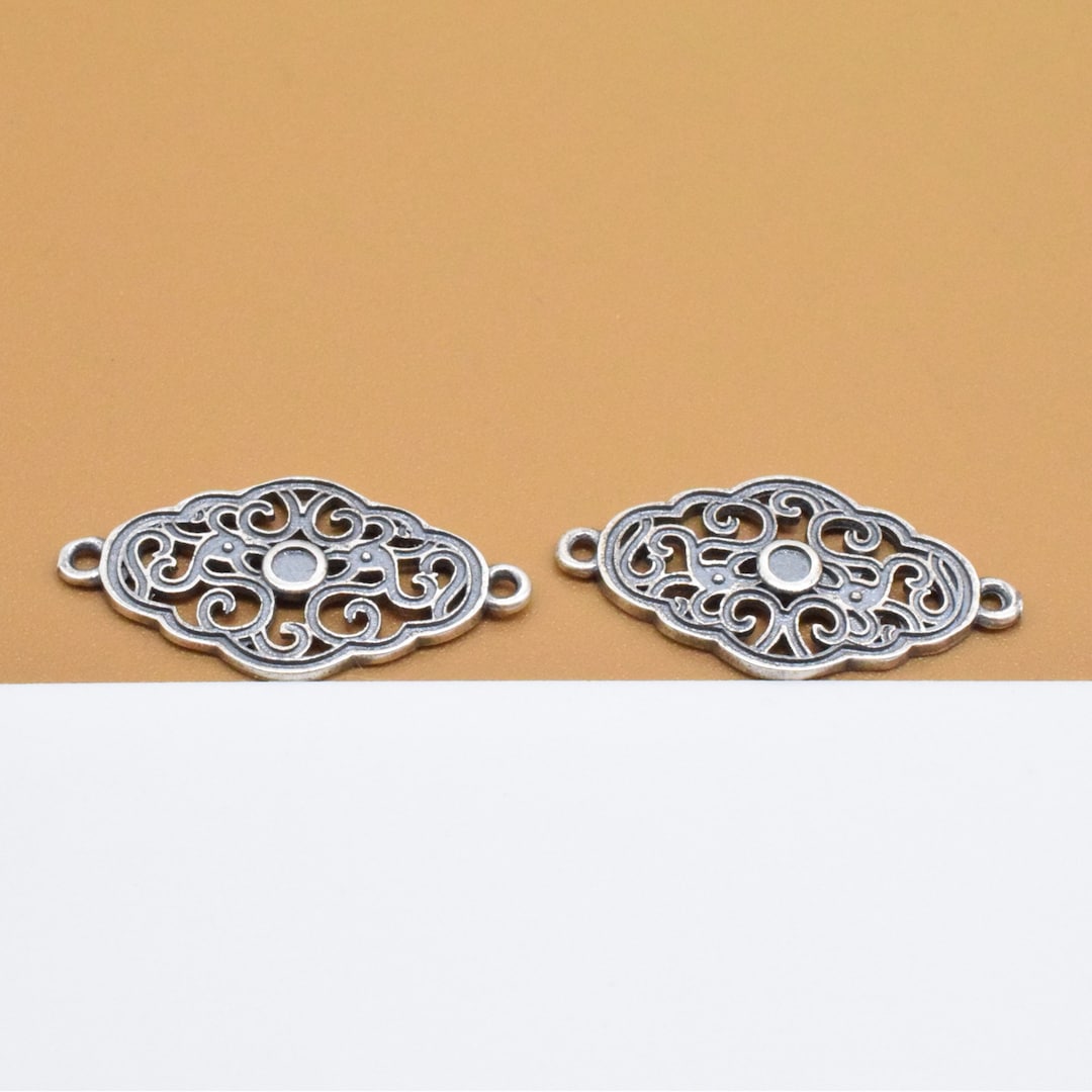 5 Sterling Silver Spiral Connector Charms, 925 Silver Hollow Spiral ...