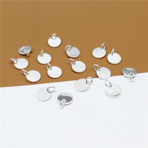 15 Sterling Silver Small Round Tag Charms With Jump Ring, 925 Silver ...
