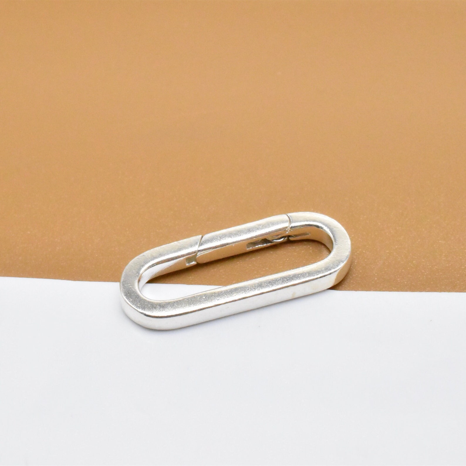 Sterling Silver Oval Clasp 925 Silver Hinged Clasp Oval Push - Etsy