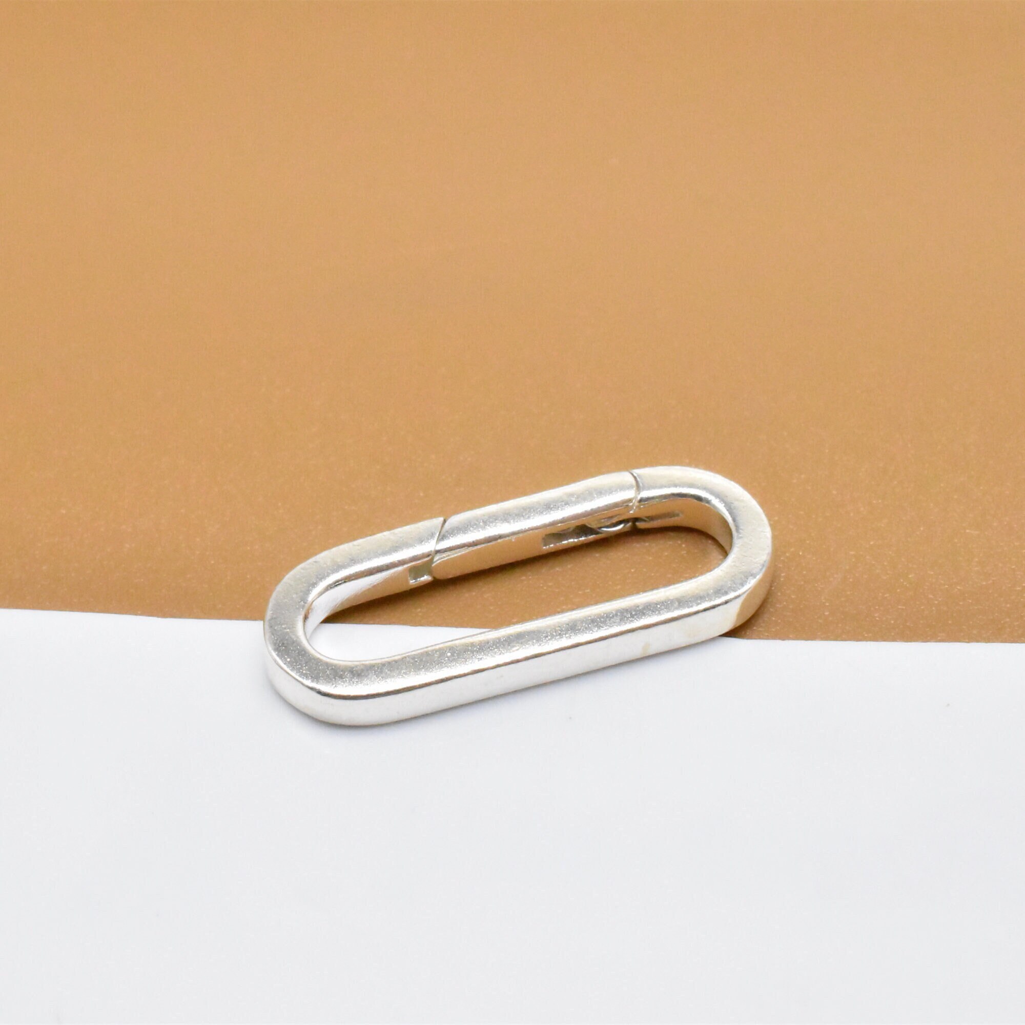 Sterling Silver Oval Clasp 925 Silver Hinged Clasp Oval Push - Etsy