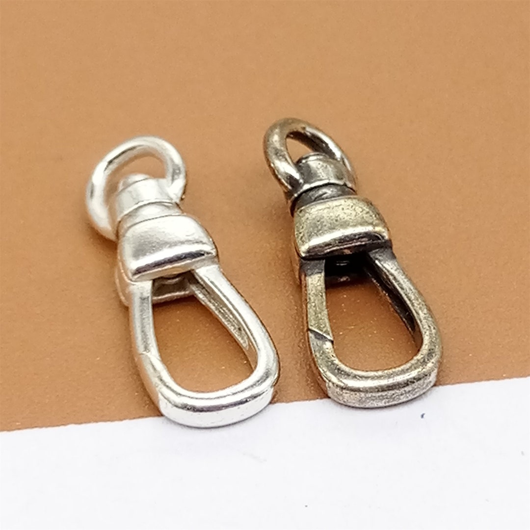 2 Sterling Silver Swivel Push Clasps, 925 Silver Hinged Ring Clasp ...