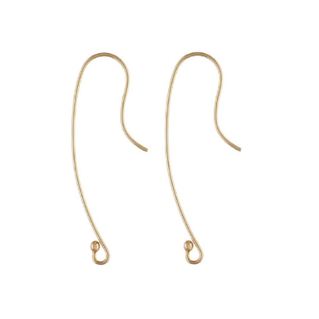 2prs 14K Gold Filled Long Ball End Ear Wires, Gold Filled Ball Ear Wire ...