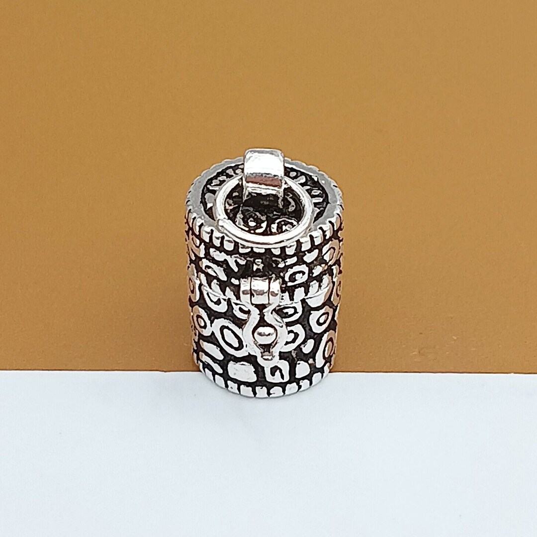 Sterling Silver Cobble Type Locket, Prayer Box Pendant, 925 Silver ...