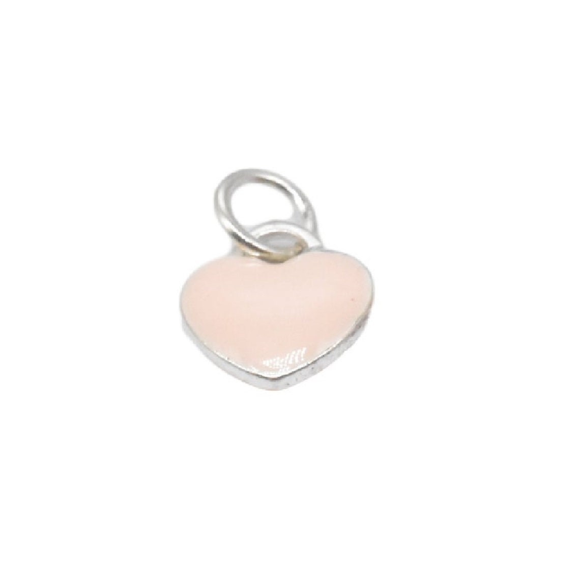 2 Sterling Silver Heart Charms Enameled 2-sided, 925 Silver Love Heart ...