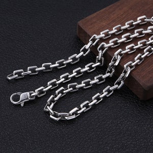 Sterling Silver Heavy Square Rolo Chain, Chunky 925 Silver Cable Chain ...