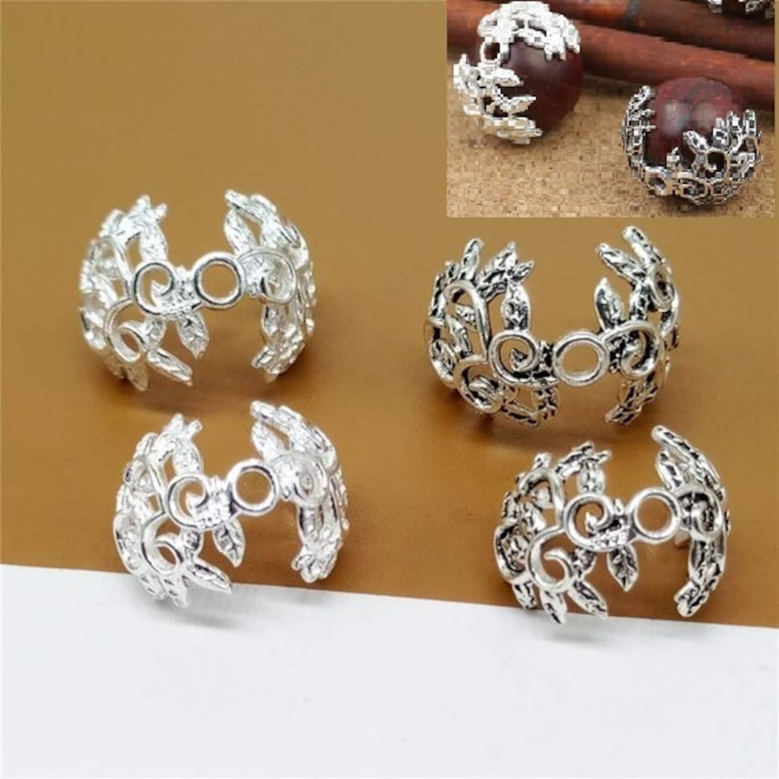 Sterling Silver Bead Caps 925 Silver Flower Bead End Caps | Etsy