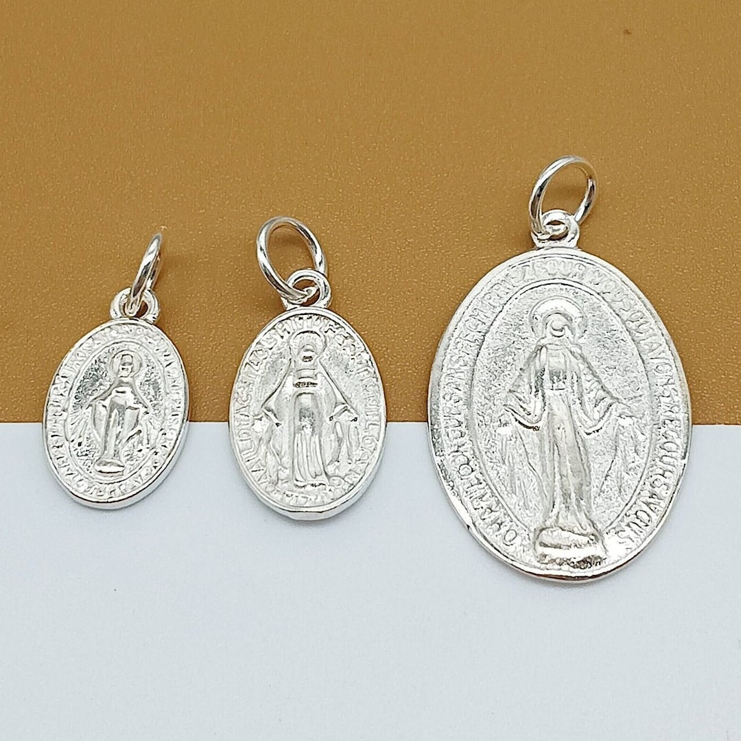 Sterling Silver Universal Virgin Mary Medal Charm, 925 Silver ...