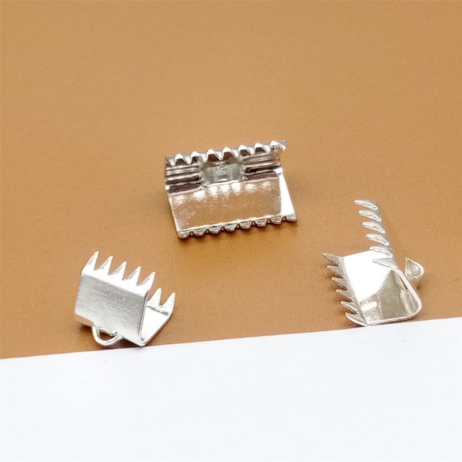 10 Sterling Silver Ribbon Crimp Ends 925 Silver Ribbon Ends | Etsy