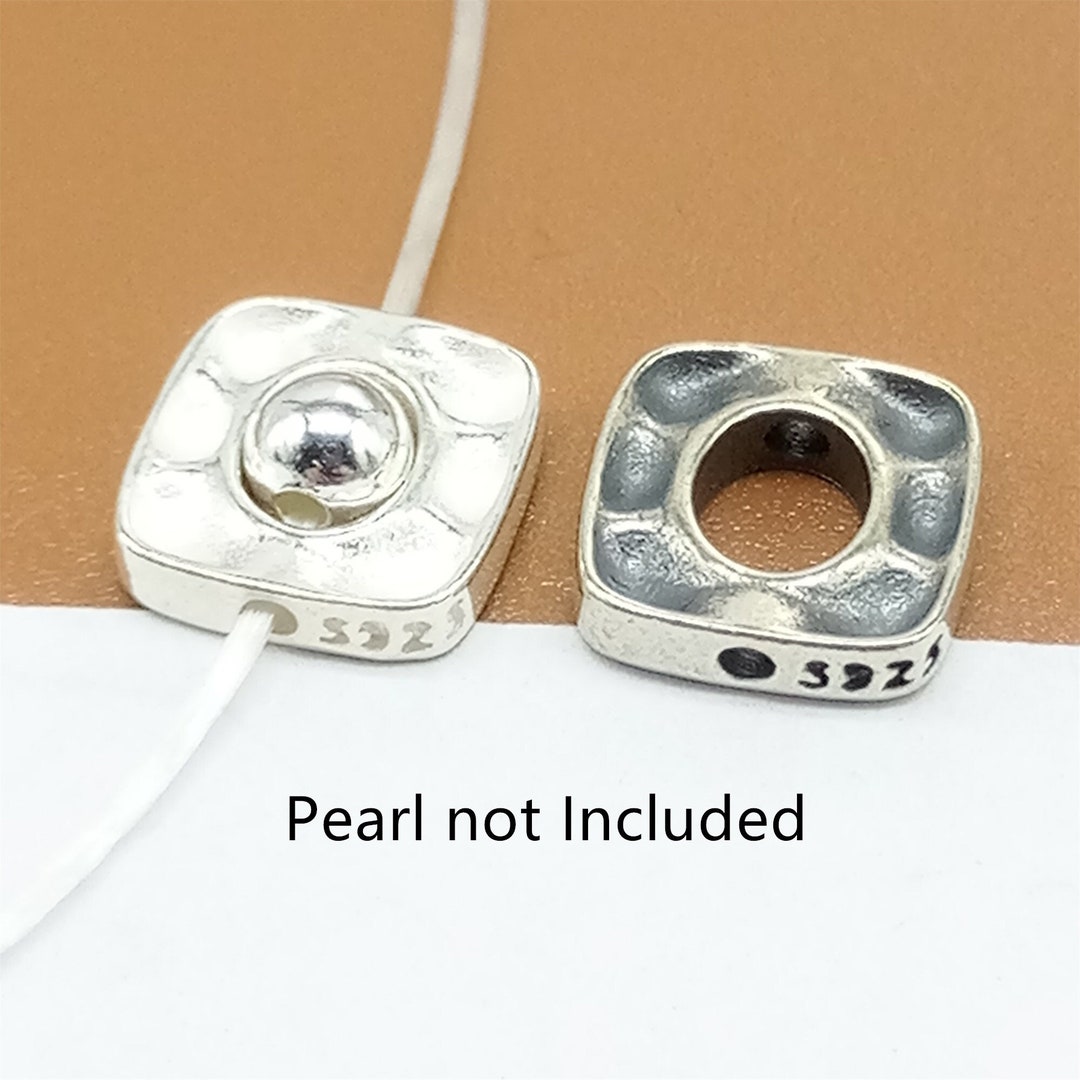 4 Sterling Silver Concave Bead Frames, 925 Silver Square Bead, Concave ...