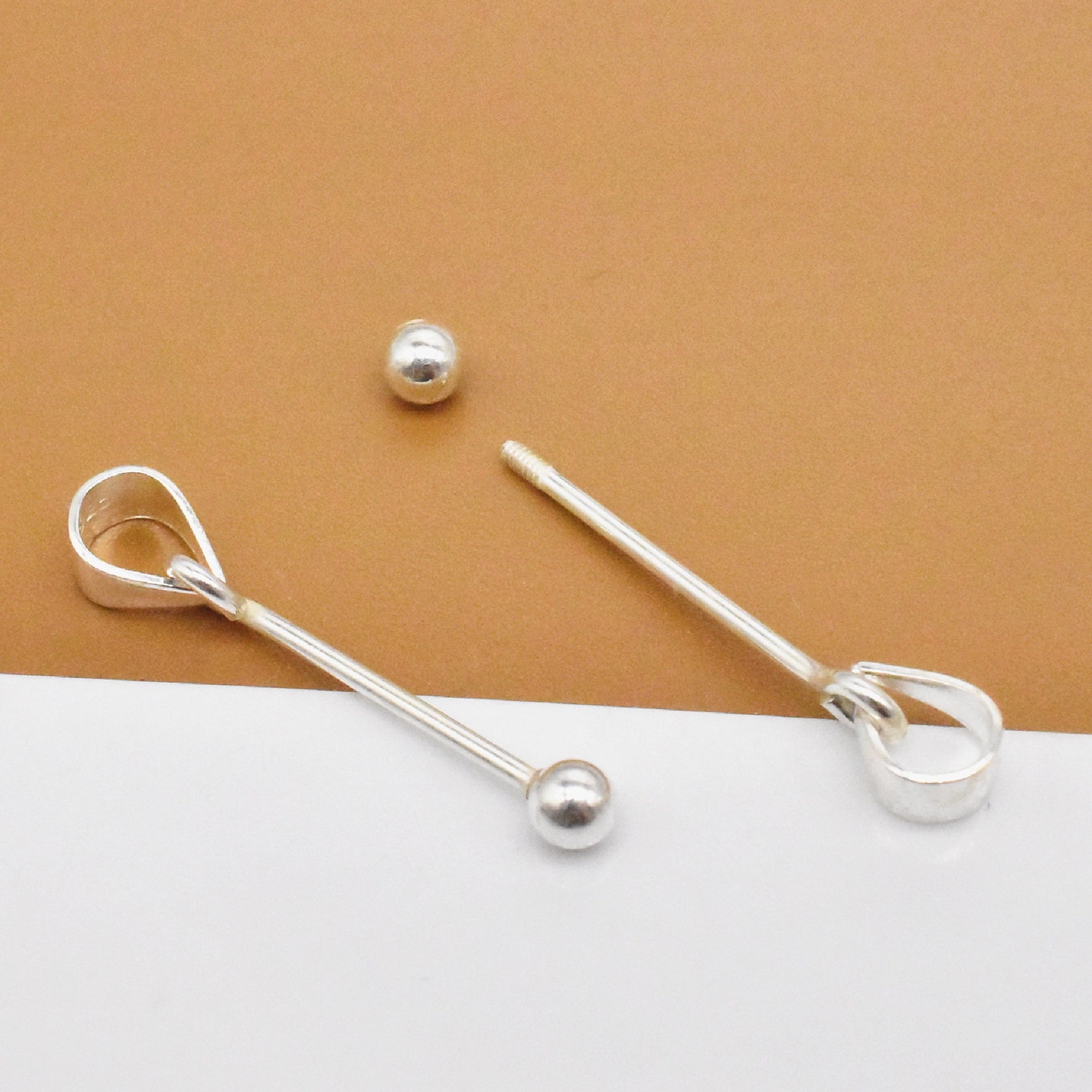 4 Sterling Silver Screw Pinch Bails With Ball End for Pearl - Etsy ...