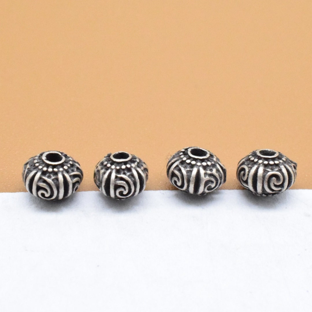 6 Sterling Silver Small Spiral Beads, 925 Silver Swirl Bead, Spiral ...