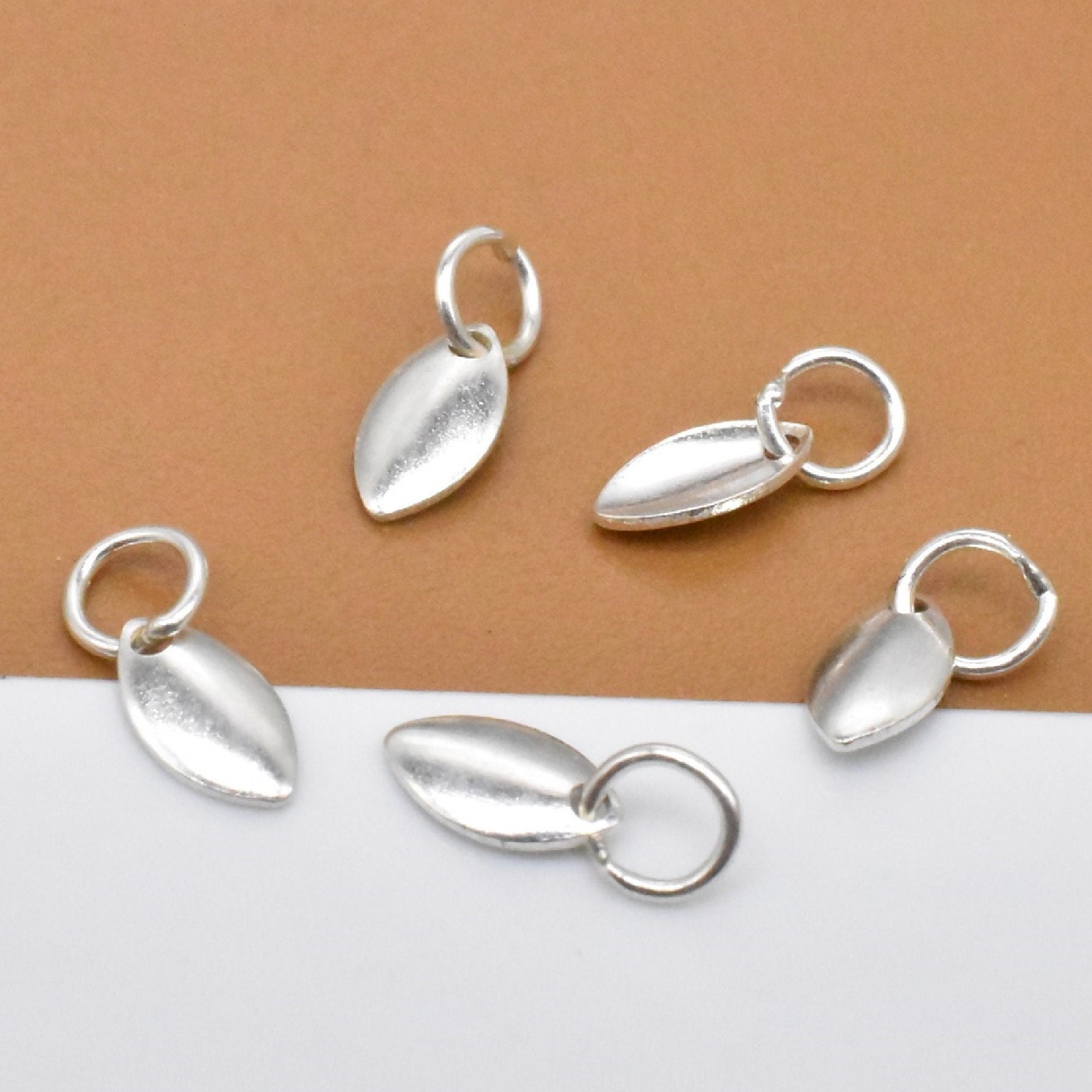 10 Sterling Silver Plain Oval Charms, 925 Silver Oval Charms, Olive ...