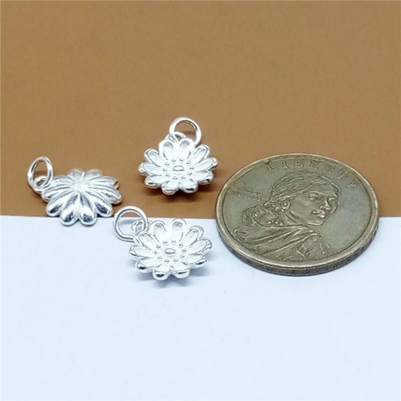 Sterling Silver Daisy Charm, Daisy Charm for Necklace Bracelet Earring ...