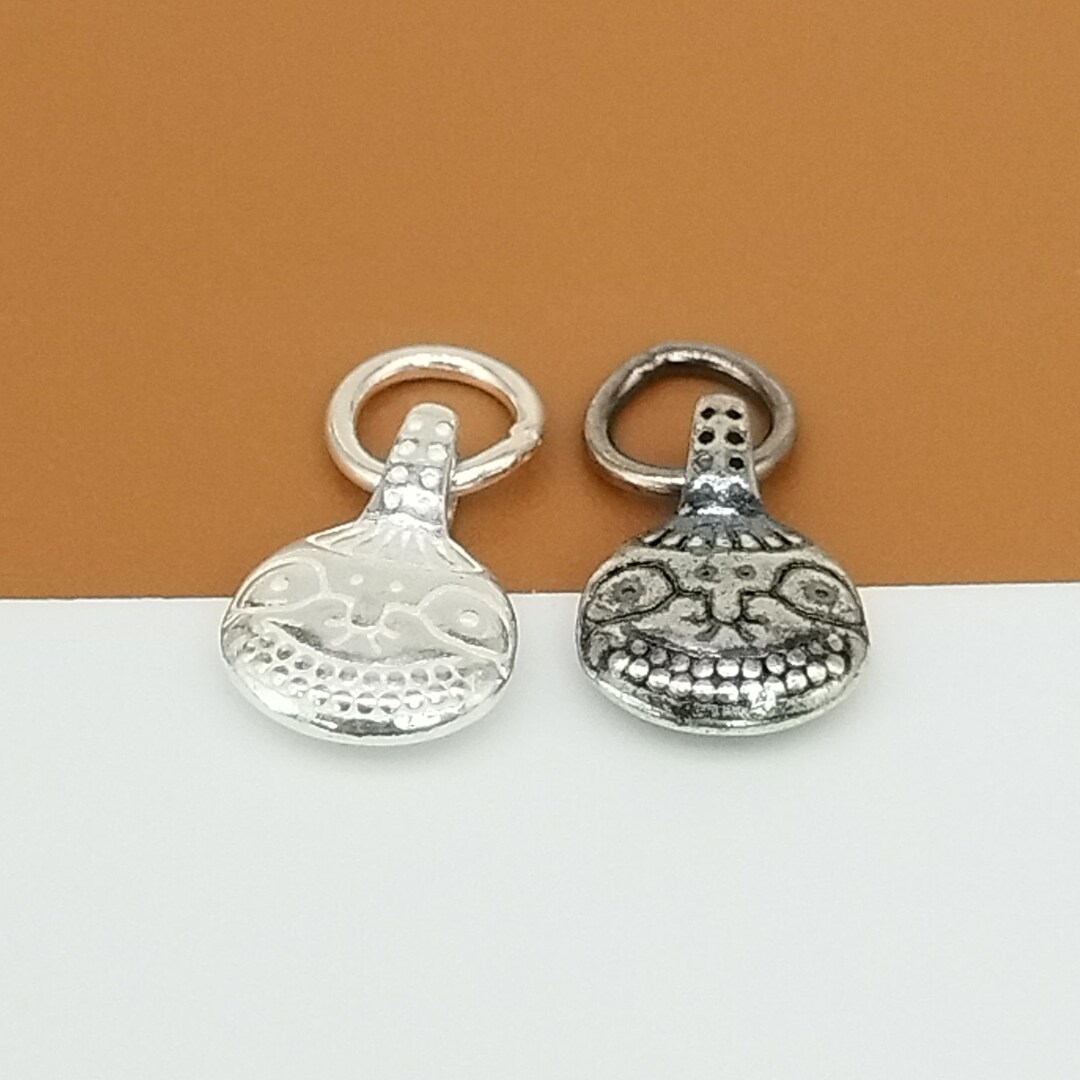 6 Sterling Silver Tribal Face Charms 2-sided, 925 Silver Tribal Mask ...