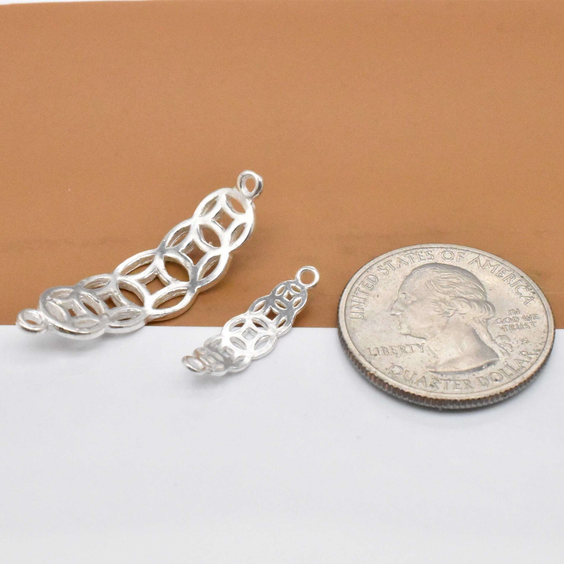 5 Sterling Silver Coin Connector Charms 925 Silver Coin - Etsy