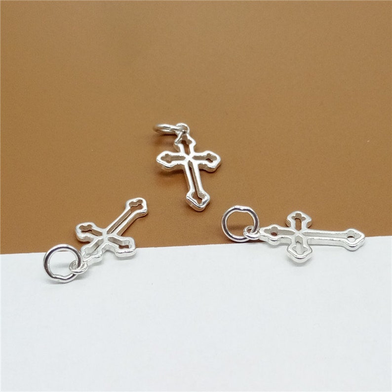 5 Sterling Silver Tiny Cross Charms Sterling Small Cross - Etsy