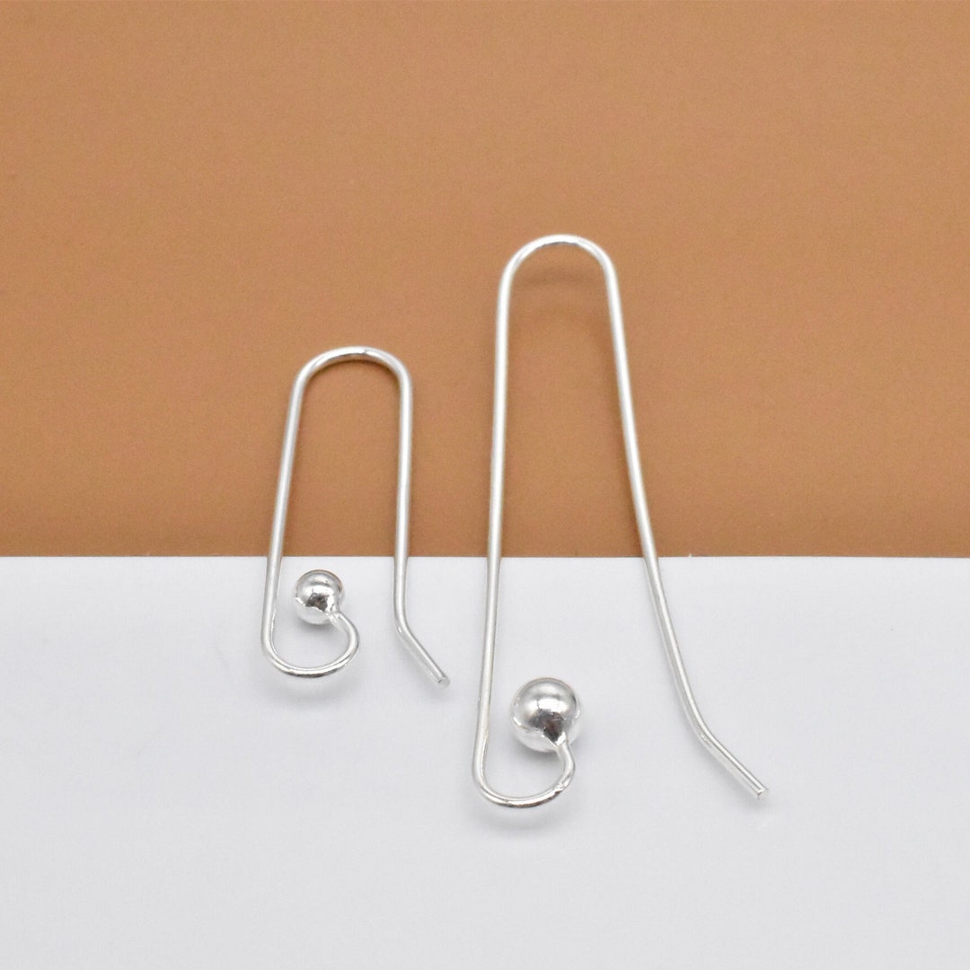 Sterling Silver Ear Wires Ball End, 925 Silver Earring Wires, Bead ...