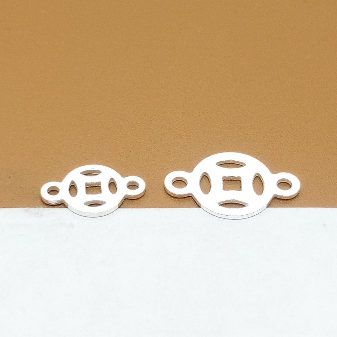 20 Sterling Silver Coin Connector Charms, Small Coin Connectors, 925 ...