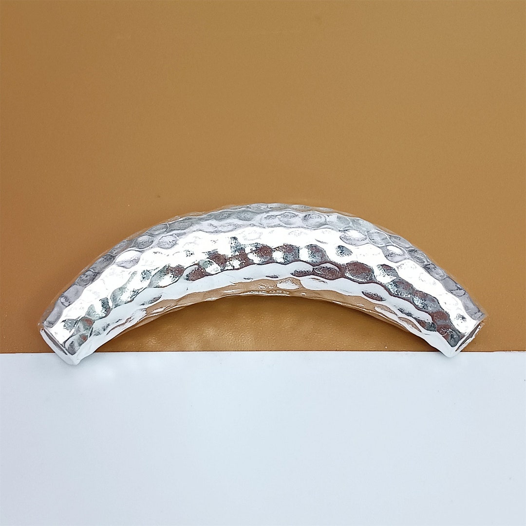 Sterling Silver Large Tapped Tube Beads, 925 Silver Curve Tube Bead ...