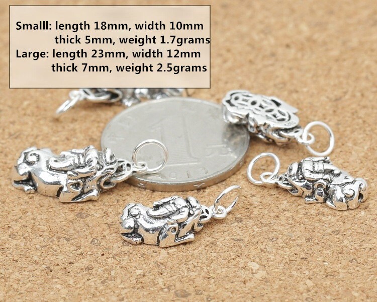 2 Sterling Silver Pi Xiu Charm 925 Silver Fortune Pixiu | Etsy