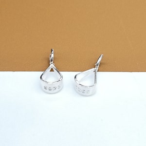 20 Sterling Silver Bails, 925 Silver Pendant Bail, Charm Bail, Open ...