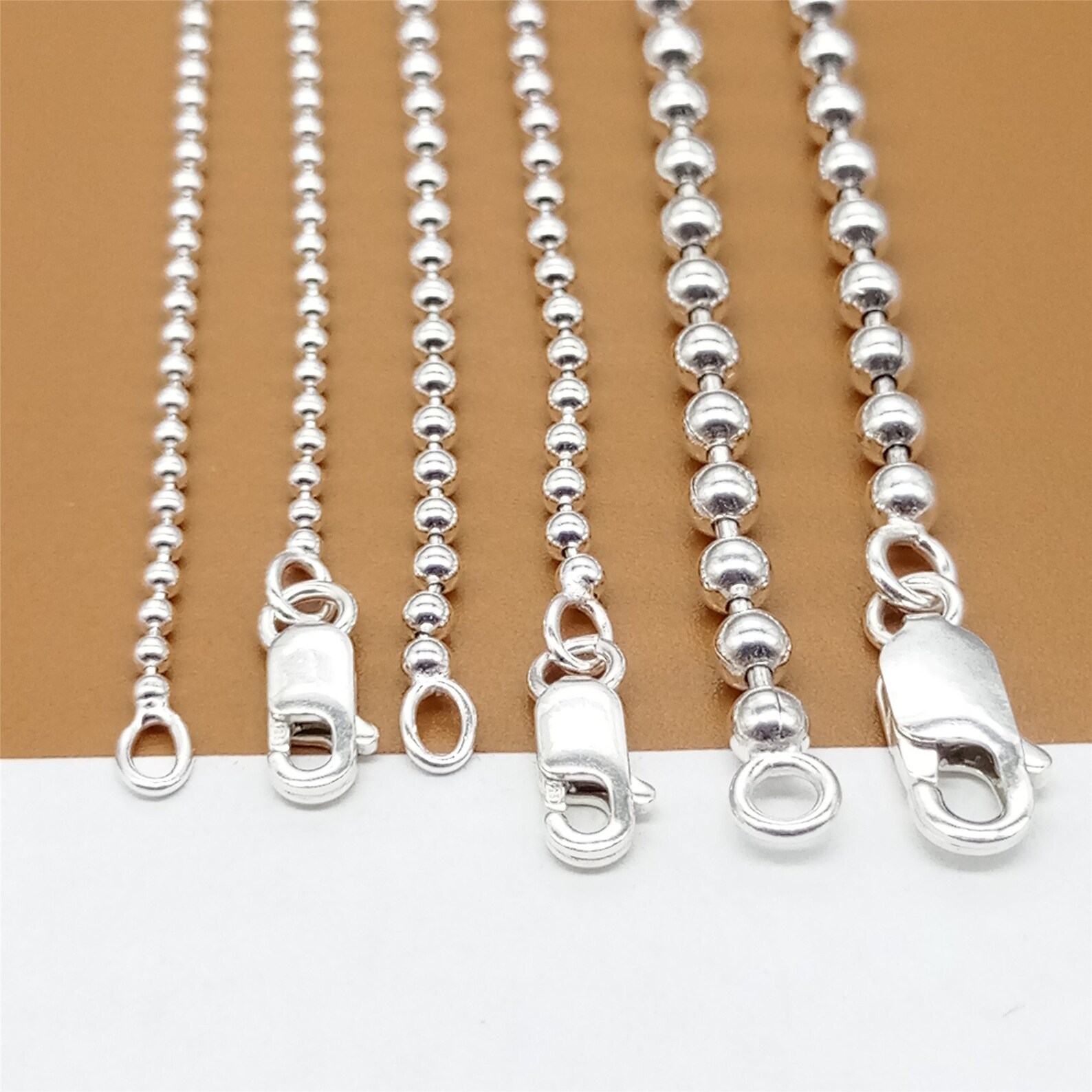 Sterling Silver Bead Chain, Sterling Silver Bead Ball Chain, 925 Silver ...