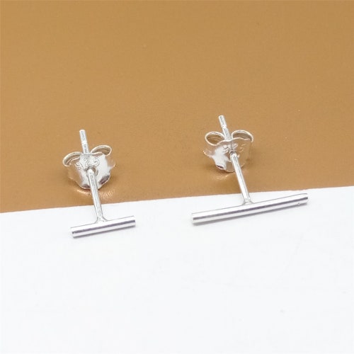 8 Pairs Sterling Silver Earring Bars W/ Stopper Nuts 925 - Etsy