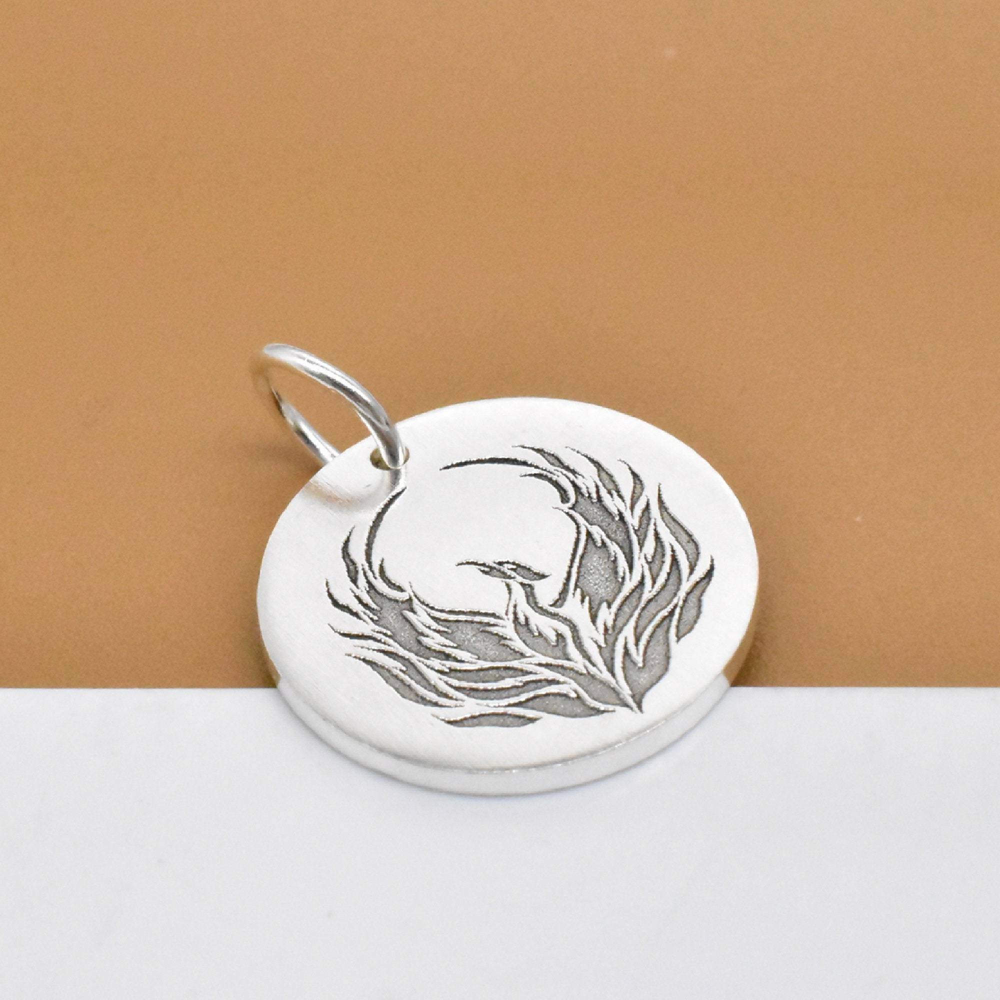 Sterling Silver Engraved Phoenix Charm 925 Silver Phoenix | Etsy