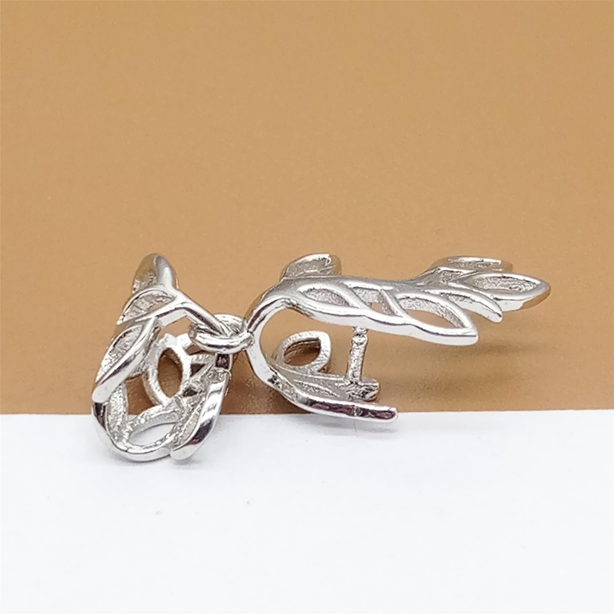 Sterling Silver Flower Pinch Bail W/ Rhodium Plated, 925 Silver Pendant ...