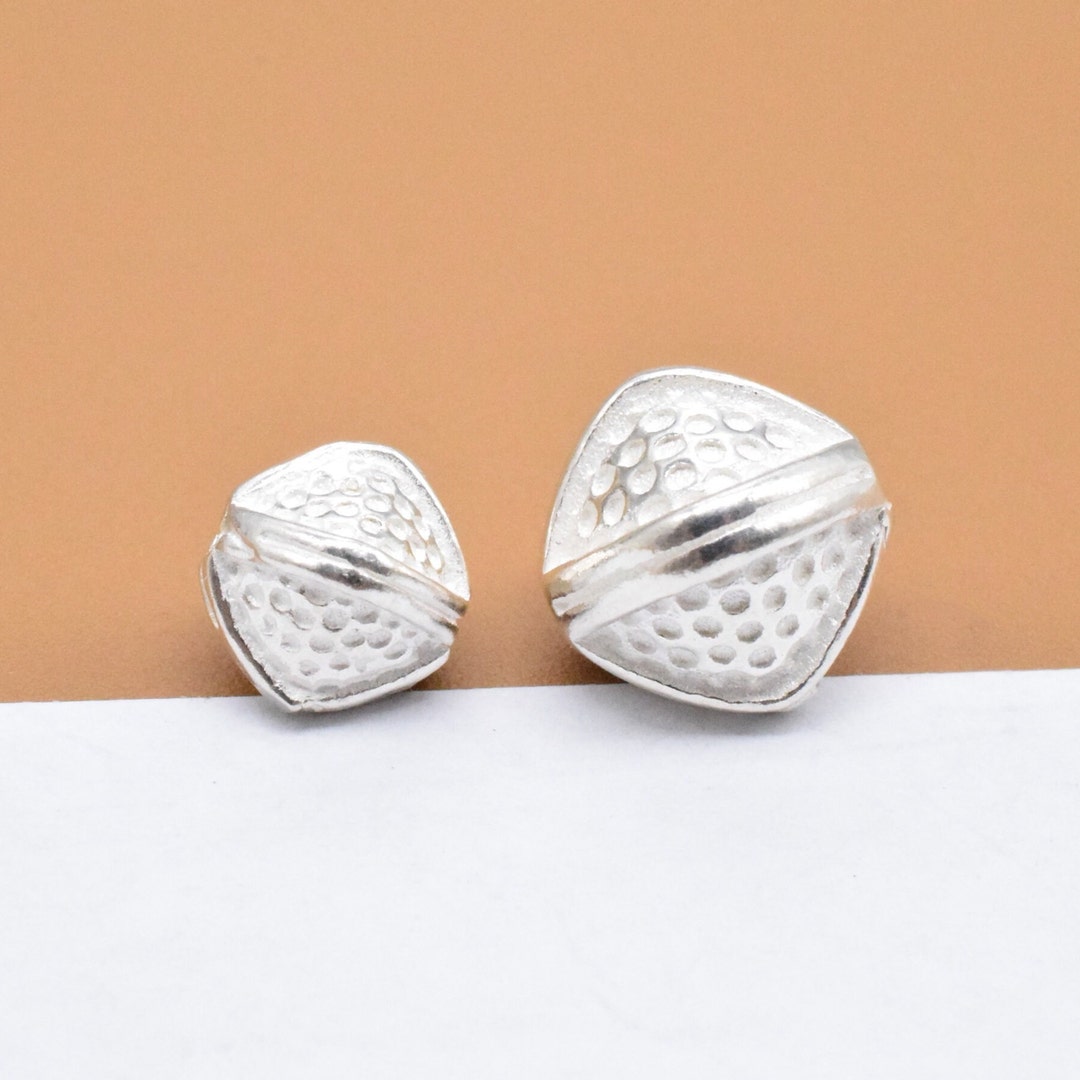 4 Sterling Silver Concave Beads, 925 Sterling Silver Bicone Bead, Shiny ...