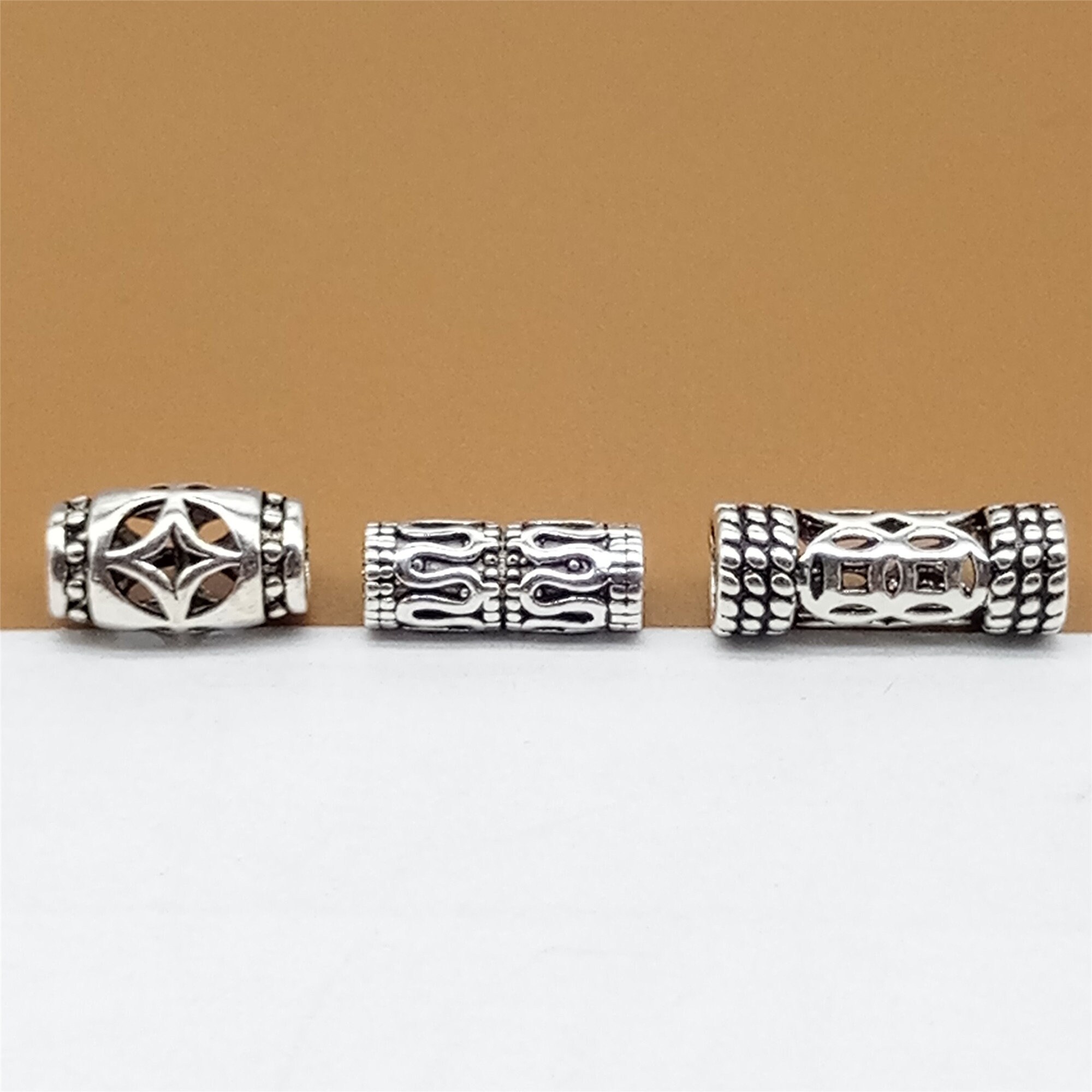 8 Sterling Silver Small Tube Bead, Bead Spacer, 925 Silver Tube Bead ...