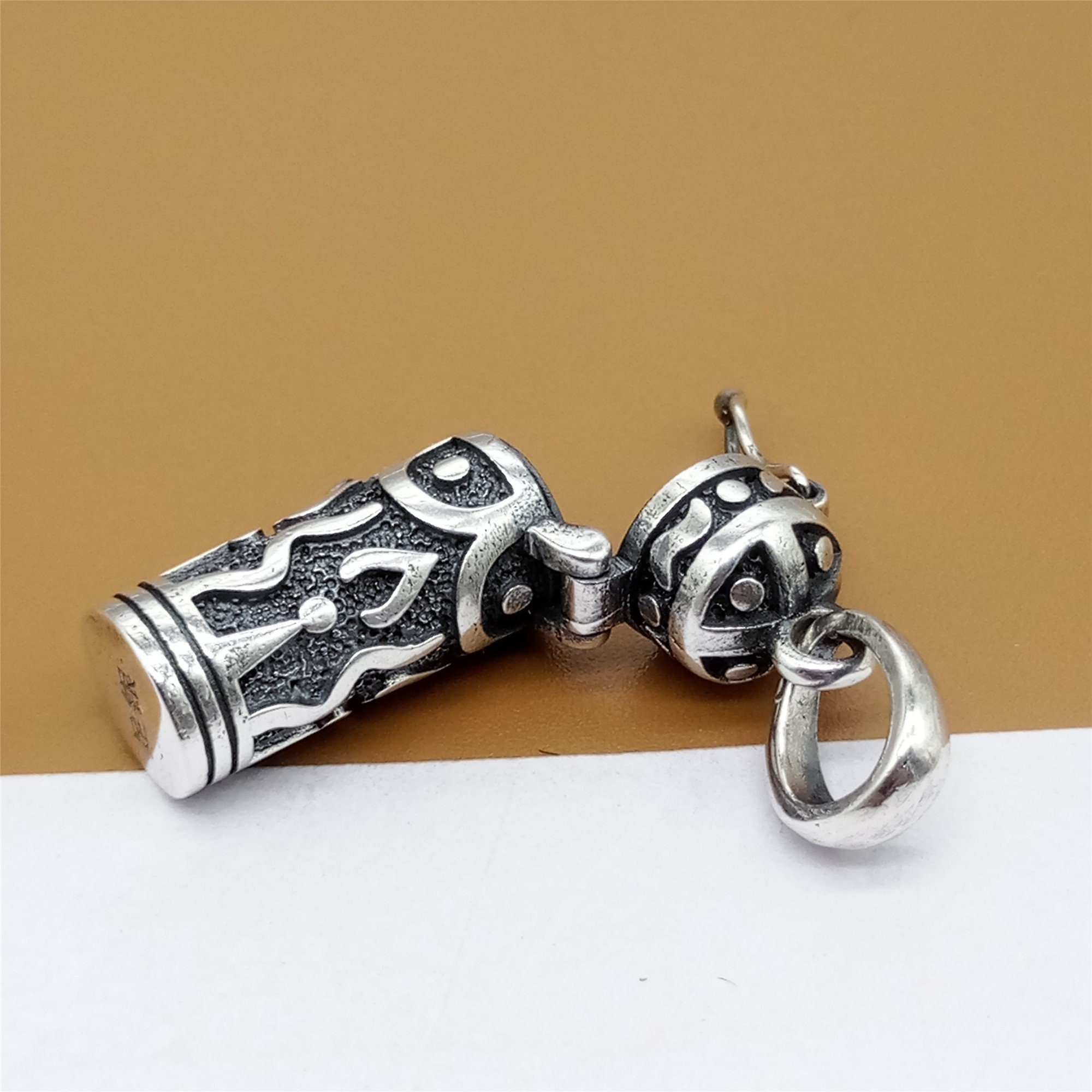 Sterling Silver Cylinder Locket Charm 925 Silver Cylinder | Etsy