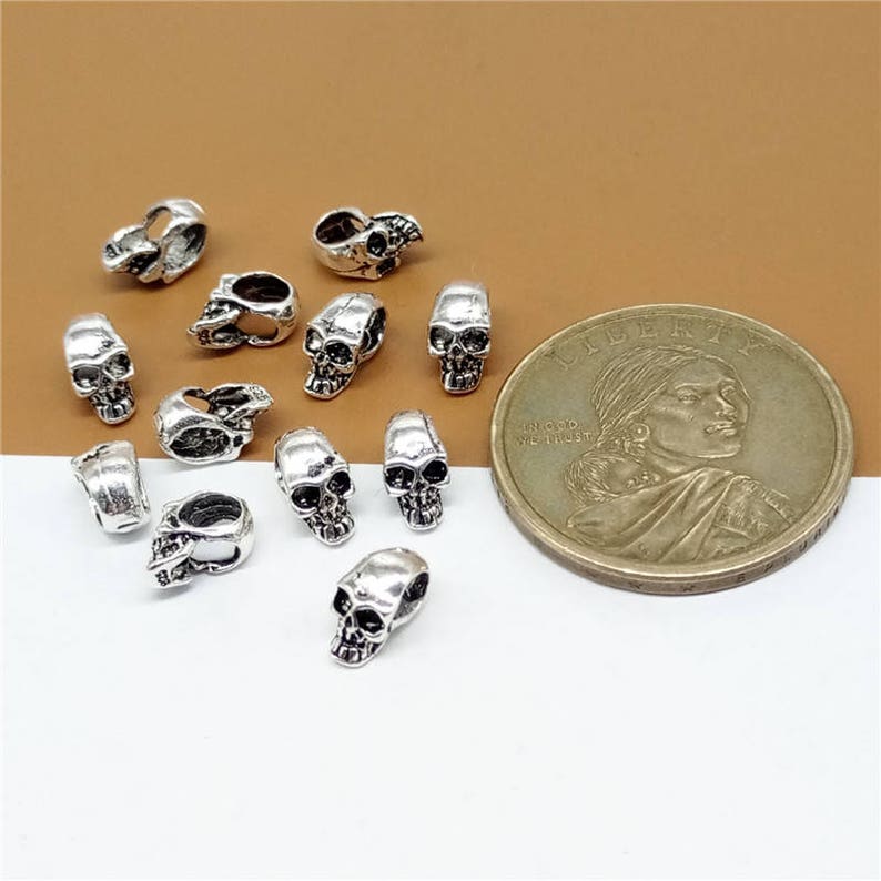 8 Sterling Silver Skull Beads, 925 Sterling Silver Skull Beads, 925 ...