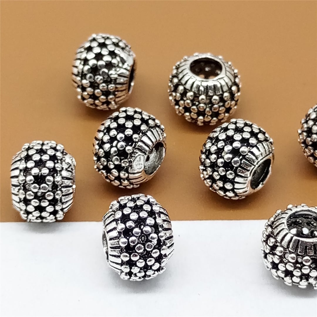 8 Sterling Silver Hollow Flower Beads, 925 Silver Flower Beads ...