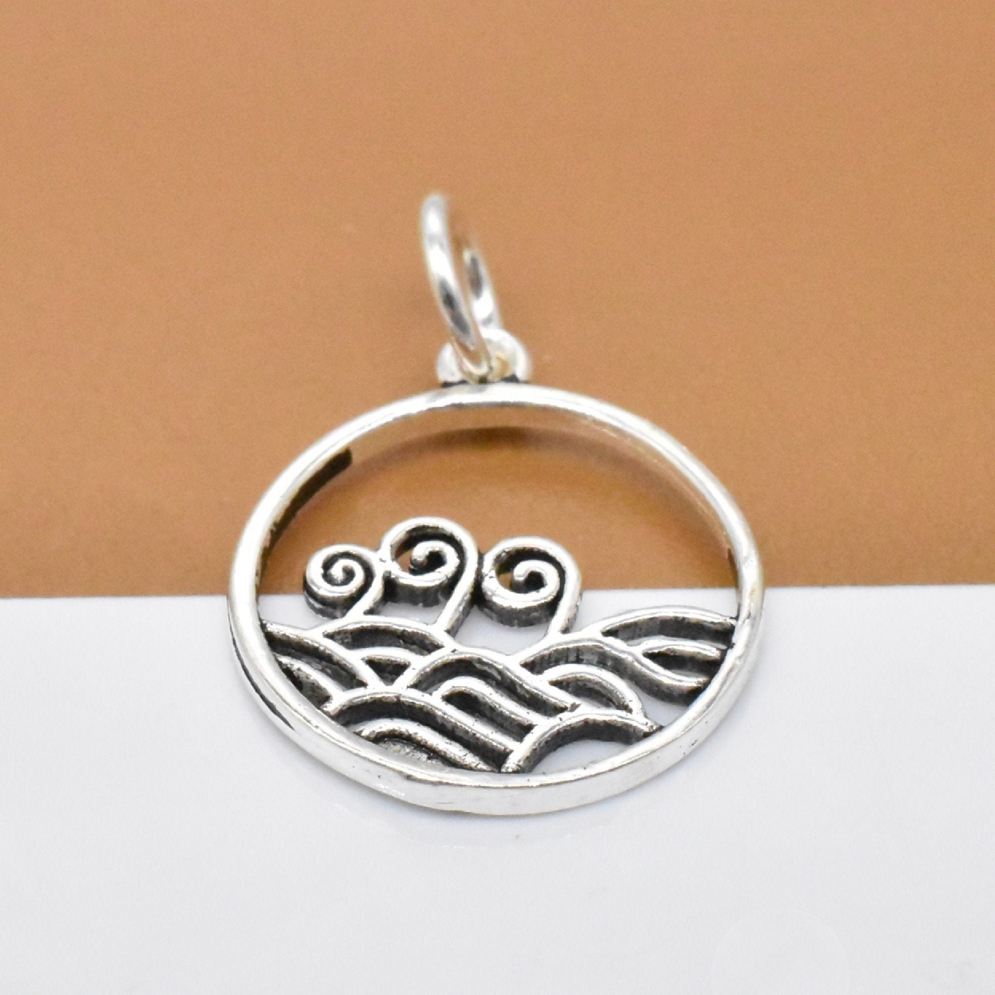 4 Sterling Silver Wave Charms 925 Silver Wave Charms Ocean - Etsy