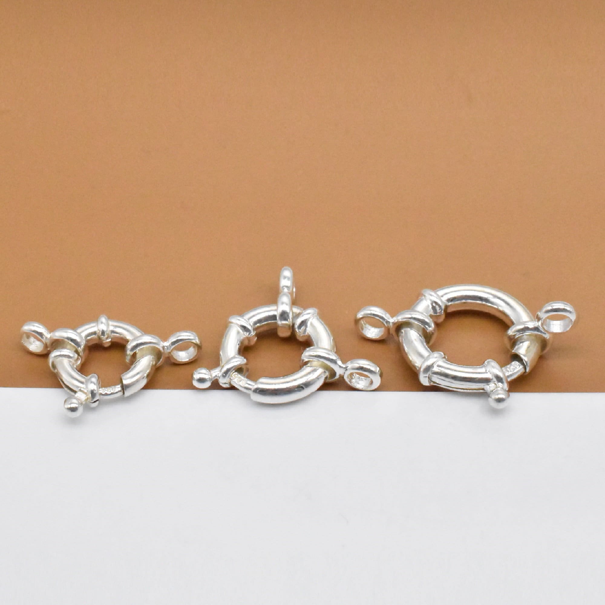 Sterling Silver Spring Ring Clasp, 925 Silver Pearl Clasp, Spring Ring ...