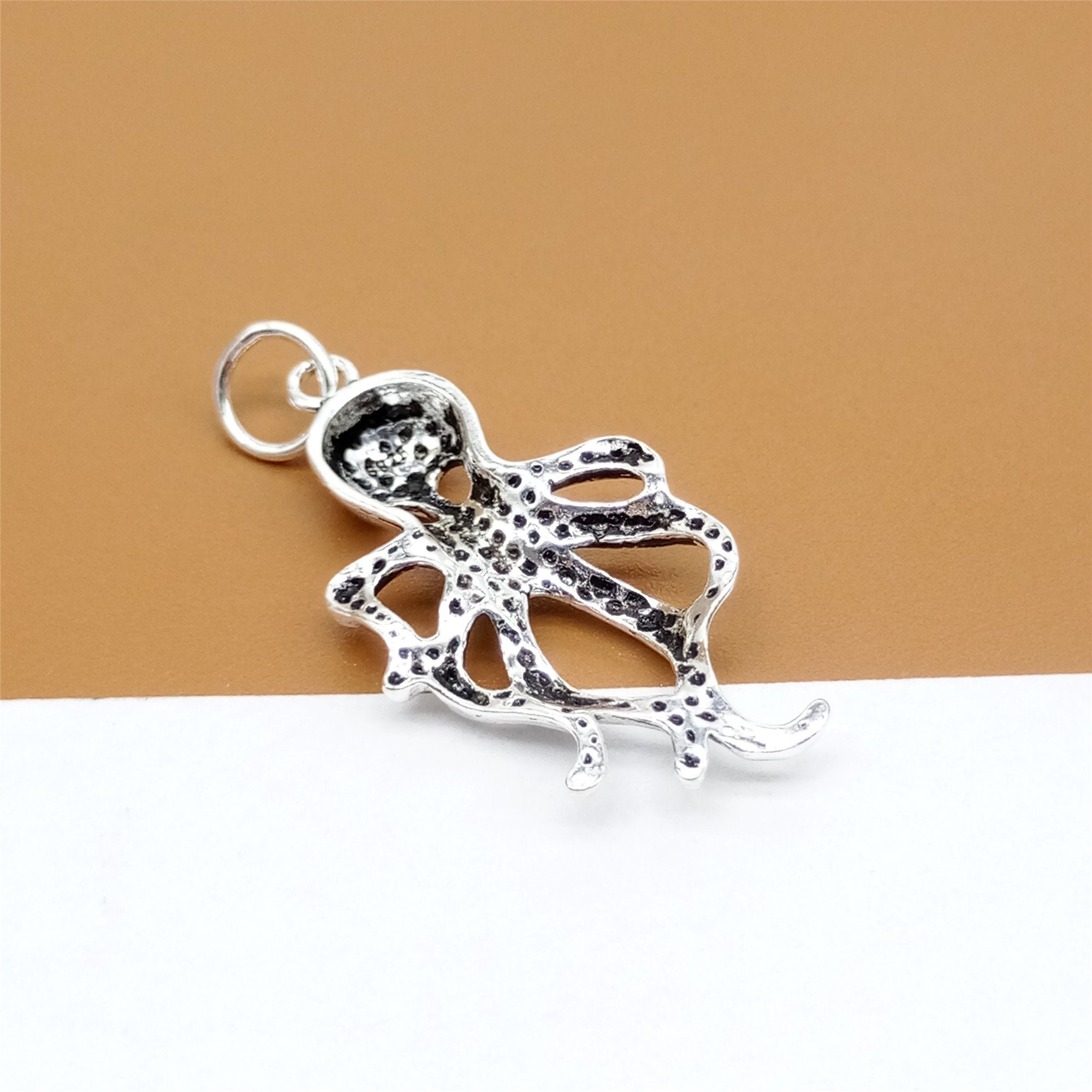 2 Sterling Silver Octopus Charms 925 Silver Octopus Charms | Etsy